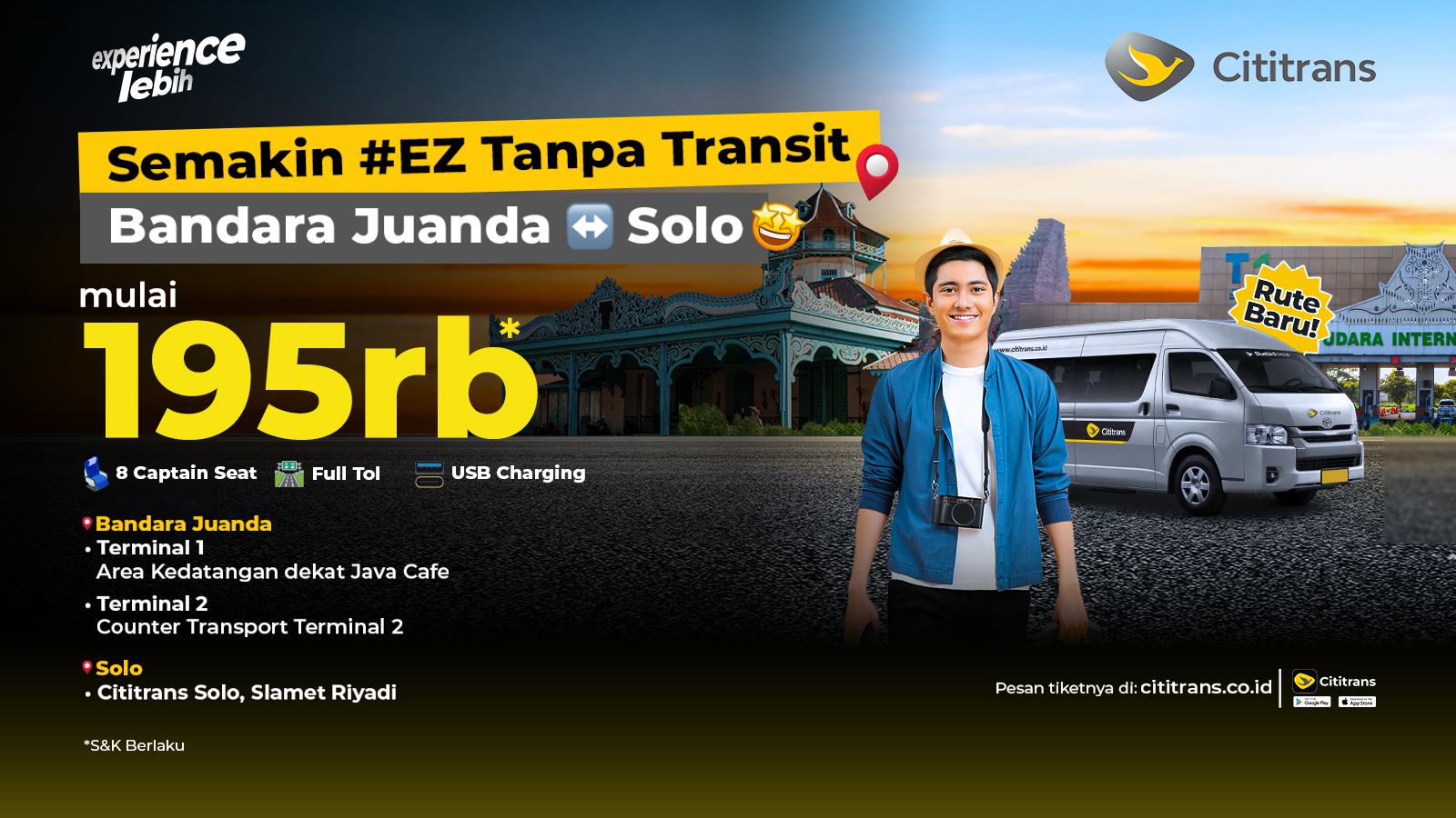 Bandara Juanda ke Solo Tanpa Transit Mulai 195rb! - Cititrans